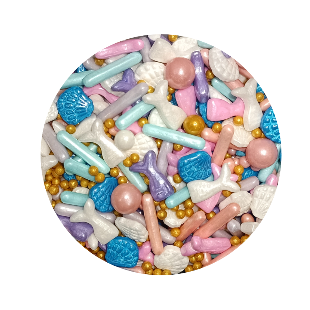 Sprinkles mar colas de sirena, conchitas 100grs - Mundo Cakes